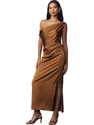 Significant Other Arella One-shoulder A-line Maxi Dress - Camel