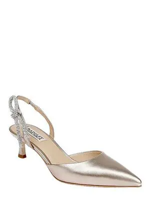 Badgley Mischka Gentry Slingback Kitten Heels Gold