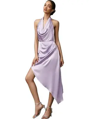 Endless Rose Asymmetric Satin Cowl-neck Dress - Lilac