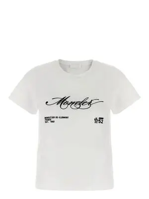 Moncler Embroidered Cursive-logo Cotton T-shirt - White