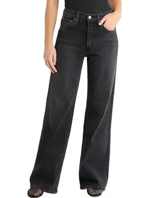 RE/DONE High-waist Wide-leg Jeans - Washed Noir