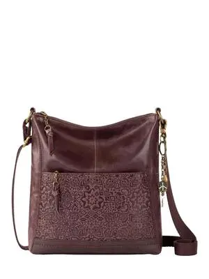 THE SAK Lucia Crossbody Leather Bag Mahogany Tile Emboss