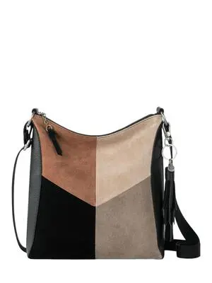 THE SAK Lucia Crossbody Leather Bag Neutral Suede Block