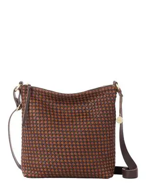 THE SAK Lucia Crossbody Leather Bag Woven Mahogany Cognac