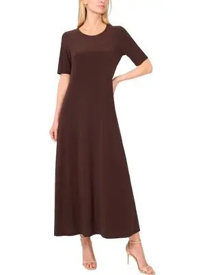 Vince Camuto Short Sleeve Maxi Dress - Chocolate