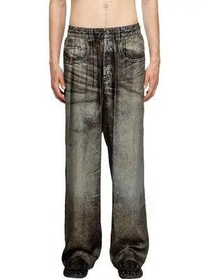DIESEL® P-theck Denim Print Pants - Black/denim