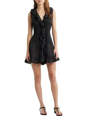 DÔEN Henrietta Ruffle Sleeveless Mini Dress - Black
