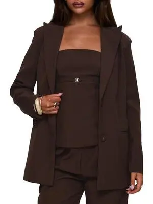 Princess Polly Oversized Blazer With Peaked Lapels - Chocolate