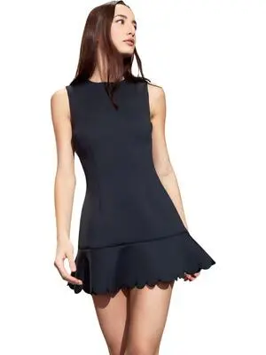 Cynthia Rowley Sleeveless Scallop Flounce Mini Dress - Black