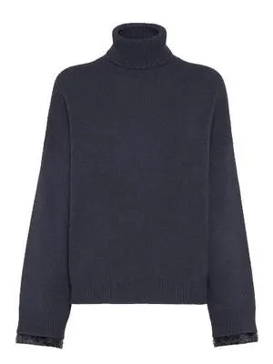 Brunello Cucinelli Turtleneck Sweater - Navy Blue