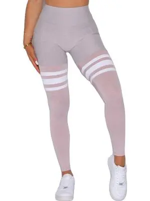 BOMBSHELL SPORTSWEAR Sculpting High-Rise Thigh High Leggings Violet Ice