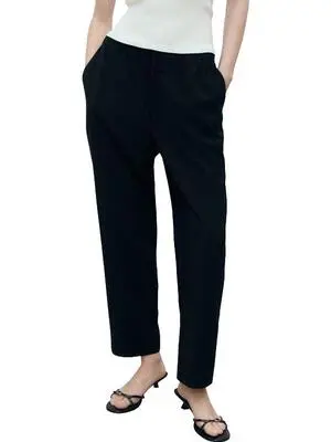 Mango Flowy Drawstring Pants - Black