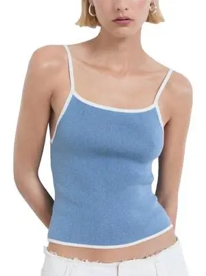 Mango Contrast Trim Strappy Back Camisole - Sky Blue