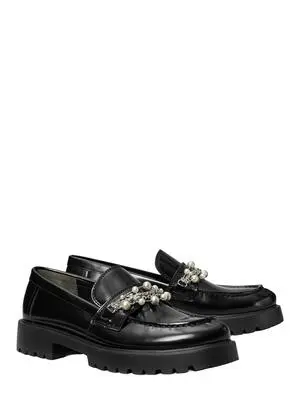 Tory Burch Embellished Lug Sole Loafer - Perfect Black