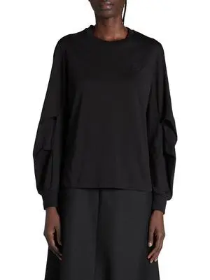 Moncler Pleated Long Sleeve T-shirt - Black