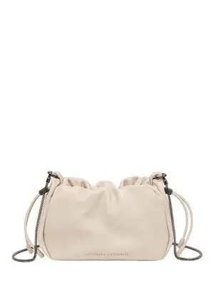 Brunello Cucinelli Soft Leather Mini Mellow Bucket Bag - Ivory