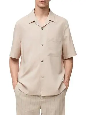 Mango Regular Fit Lyocell Camp Shirt Sand