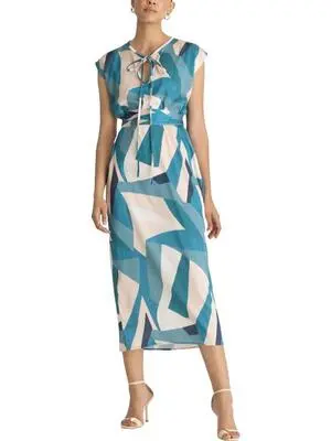 DIARRABLU Midi Length Dress With Sash Belt - Aira Blu