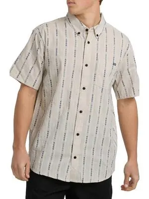 BILLABONG All Day Jacquard Short Sleeve Button-down Shirt - Stone
