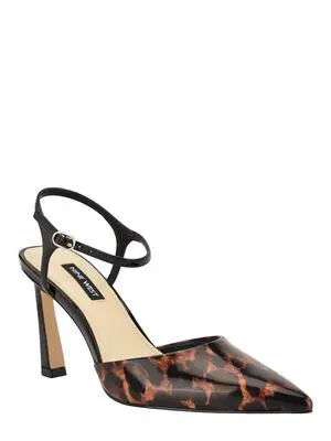 Nine West Ankle Strap Pointed Toe Pumps Dark Brown