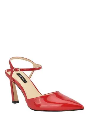 Nine West Ankle Strap Pointed Toe Pumps Medium Red