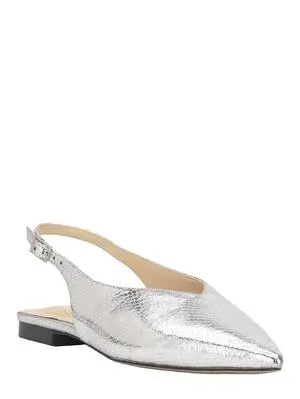 Jessica Simpson Mezzah Slingback Pointed Toe Flats - Silver