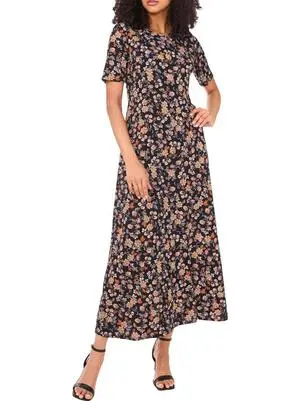 Vince Camuto Printed Maxi Dress - Rich Black