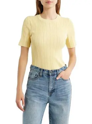 Rag & Bone Camryn Short Sleeve Ribbed Sweater - Sunlit