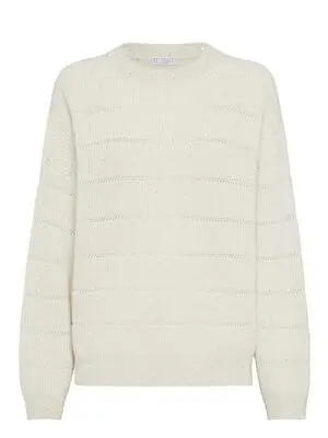 Brunello Cucinelli Openwork Striped Sweater - Butter