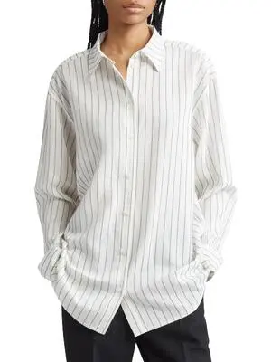 TOTÊME Striped Button-up Shirt - White/oyster Stripe