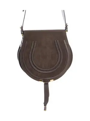 Chloé Large Marcie Suede Crossbody Bag Kohl Brown