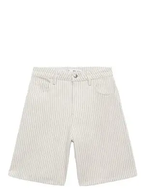 Mango High-waisted Denim Bermuda Shorts - Off White