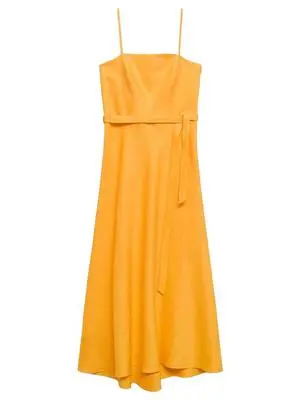 Mango Linen Sundress With Bow - Orange