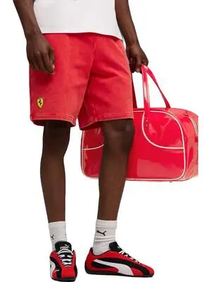 PUMA Scuderia Ferrari Sportswear Logo Cotton Sweat Shorts - Rosso Corsa