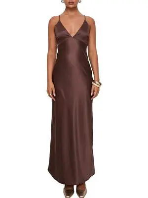 Princess Polly Angels Only Satin Gown - Chocolate