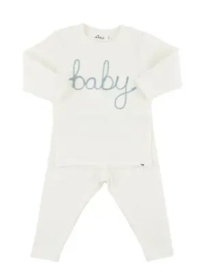OH BABY! Embroidered Two Piece Set - Cream