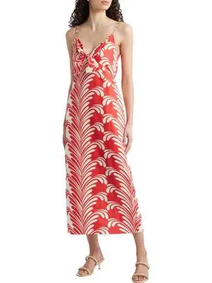 CIEBON Printed Sleeveless Maxi Dress - Red