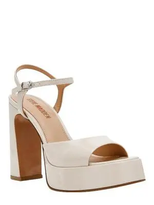 Steve Madden Liandra Ankle Strap Platform Sandal - Bone Patton