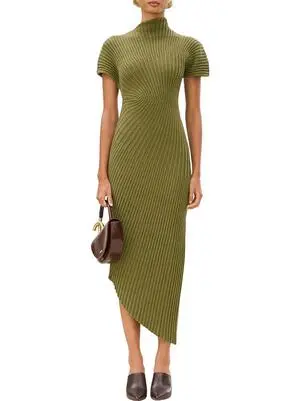 CULT GAIA Chrysta Turtleneck Rib Midi Sweater Dress