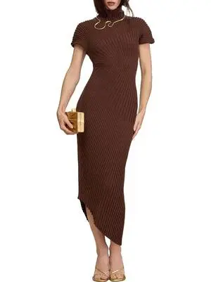 Cult Gaia Chrysta Turtleneck Rib Midi Sweater Dress - Java