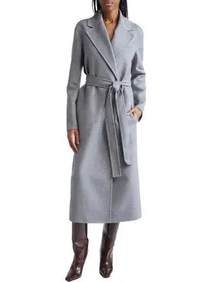 Stella McCartney Belted Double Face Wool Wrap Coat - Light Grey Melange