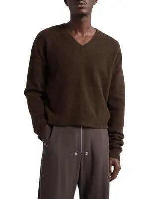 Rick Owens Tommy Alpaca & Wool Blend V-neck Sweater - Brown