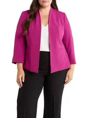KASPER Open Front Stretch Crepe Blazer - Cerise