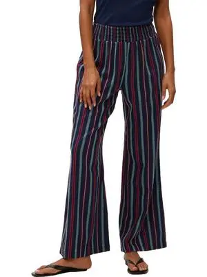 Michael Stars Sita Embroidered Stripe Wide Leg Pants - Nocturnal
