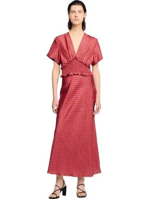 Sandro Scarf Print Maxi Dress - Red /pink