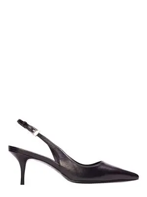BLACK SUEDE STUDIO Branca 65 Slingback Pump - Black Leather