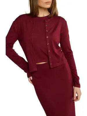 SUNDAY RITUAL Cropped Cardigan Burgundy