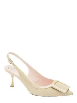 ROGER VIVIER Viv In The City Pointed Toe Slingback Pump - Beige