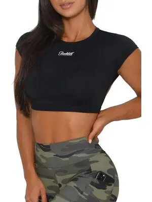 BOMBSHELL SPORTSWEAR Muscle Back Crop Top Tee - Black