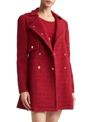 Giambattista Valli Double-breasted Wool Blend Bouclé Jacket - Titan Red